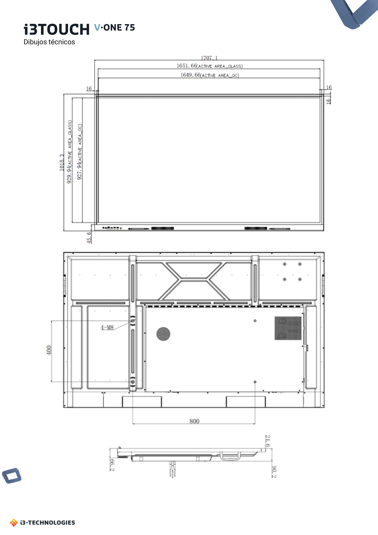 Pantalla Interactiva 75" I3-Connect Serie V-ONE 4K UHD IPS - 47349 ...